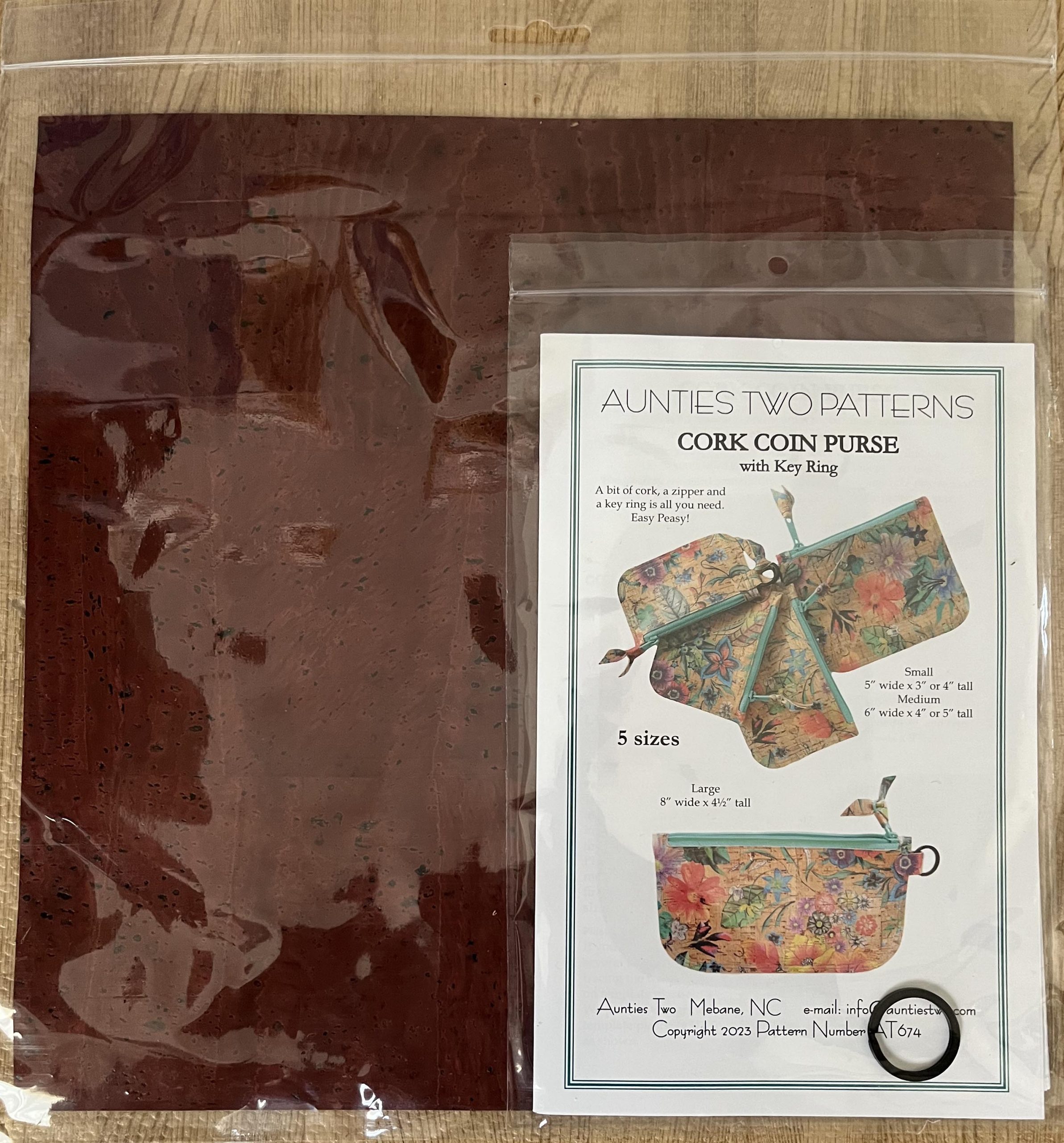 AT674KCH Cork Coin Purse Kit - Chestnut - Wingspan Crafts